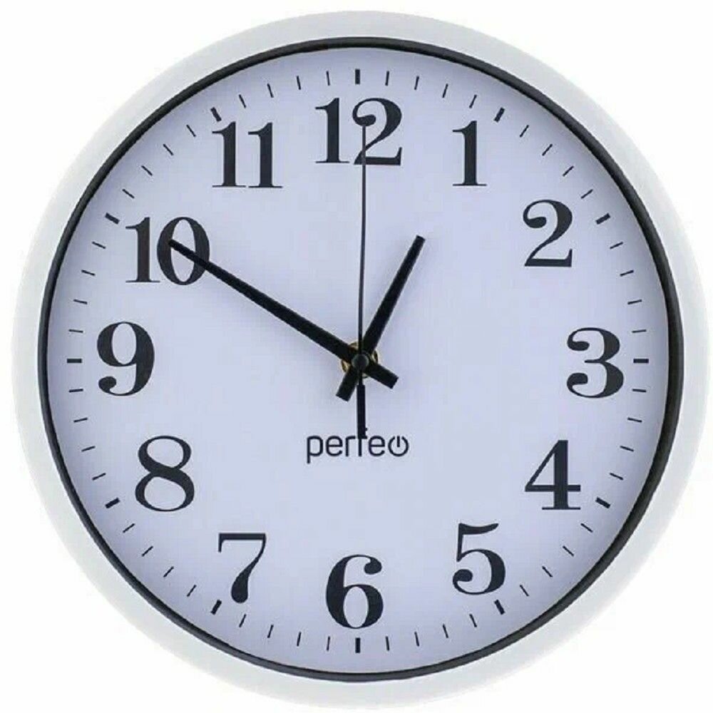 Perfeo Настенные часы "PF - WC - 002", круглые д. 25 см, белый корпус /циферблат