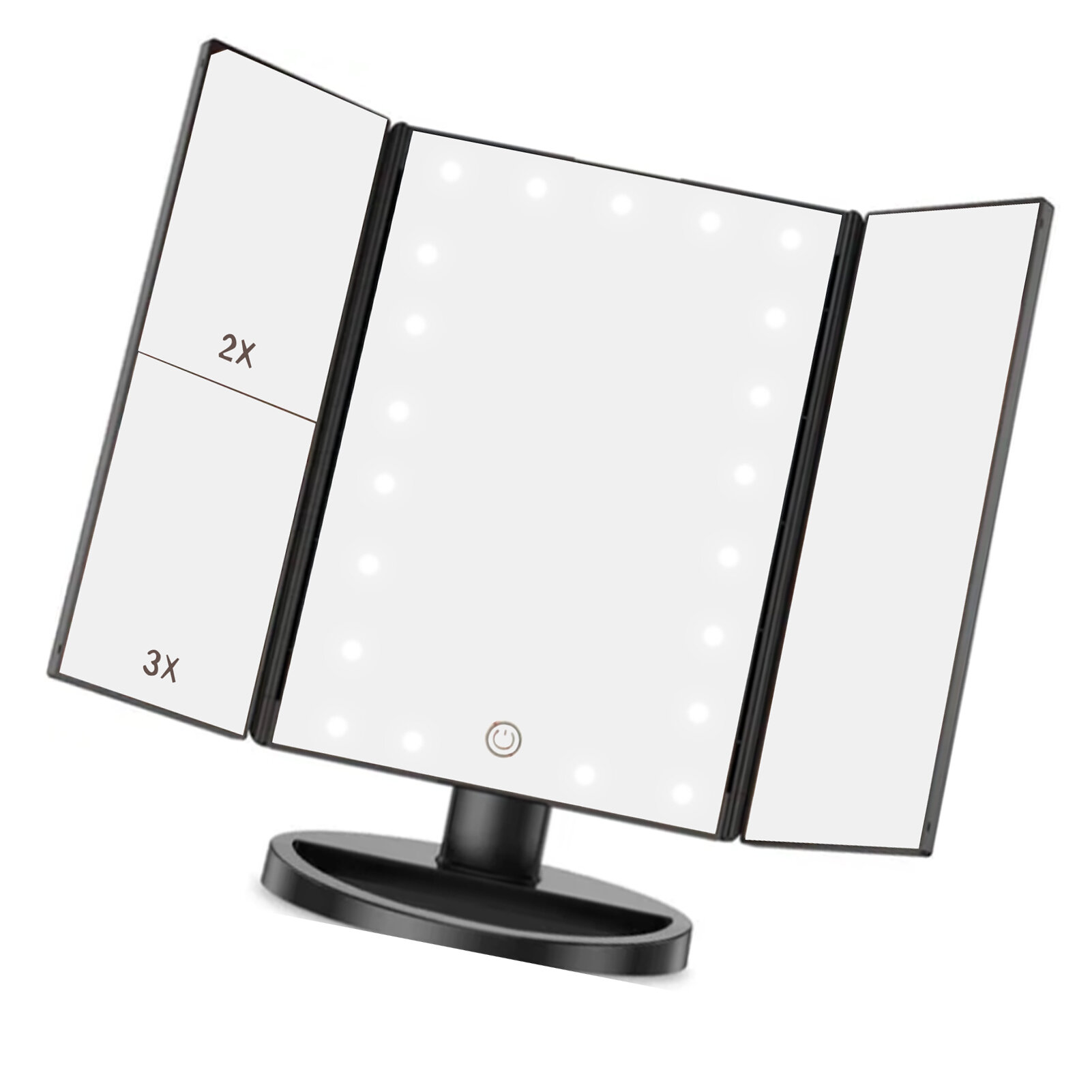 Светодиодное косметическое зеркало, тройное USB-кабель, черное с кабелем для передачи данных, маленькое зеркало, зеркало для макияжа для спальни, на каждый день