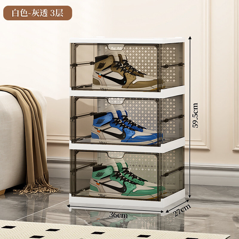 ⭐Складная обувная коробка, кросс-бордер, интегрированный складной шкаф для обуви, стеллаж для хранения, без установки, прозрачный пластик PP⭐