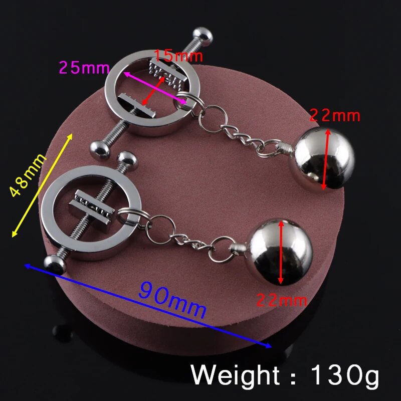 БДСМ секс-игрушка для женщин зажимы для сосков клипсы с шариками стимулятор стальные зажимы для сосков груди пружинный тянуть рабство флирт