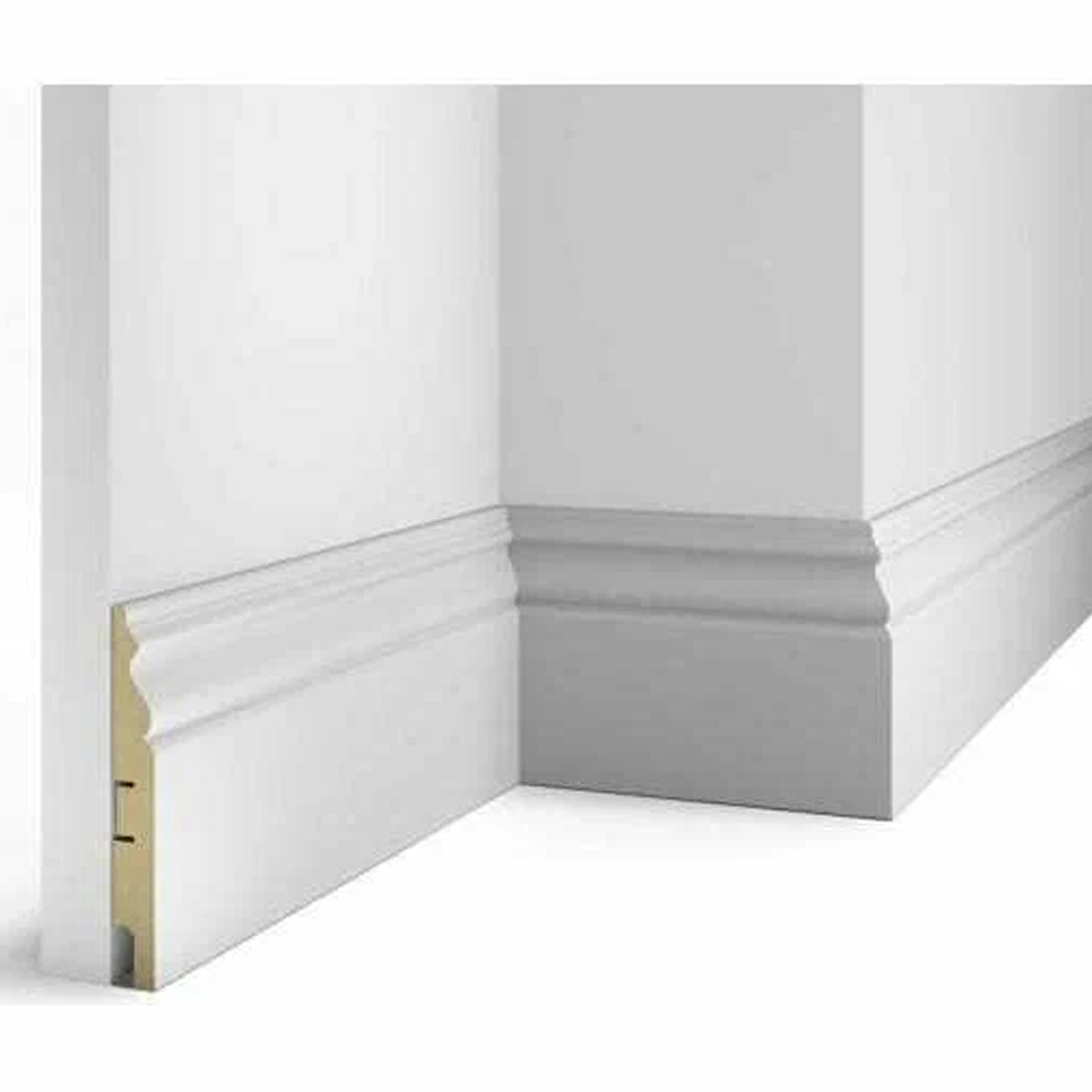 Плинтус AP22 под покраску, белый, 134x16x2400 мм, МДФ, с пазом Набор 5шт.