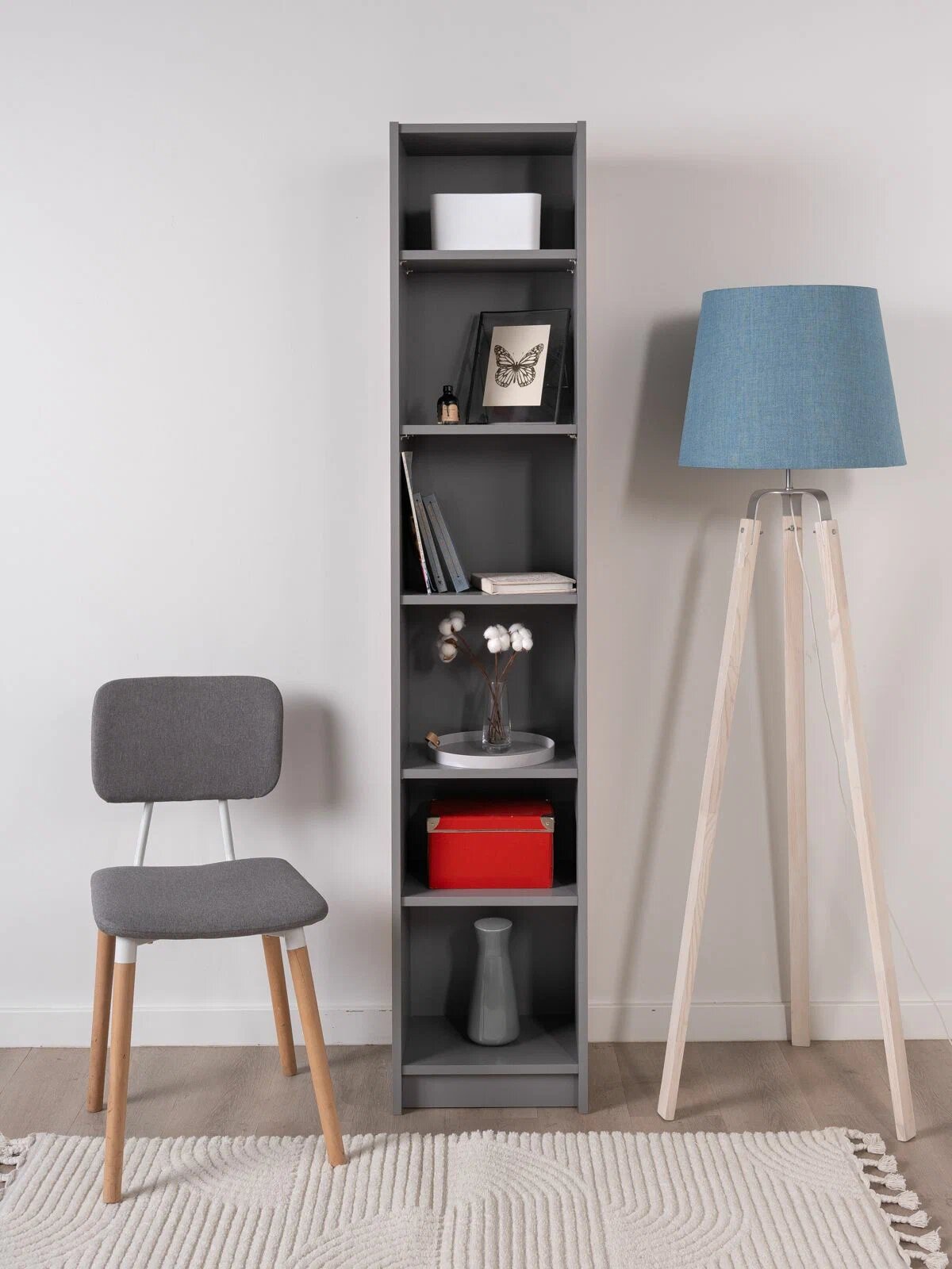 Стеллаж Варма Стэнд 39х198х28, серый, ГУД лакк