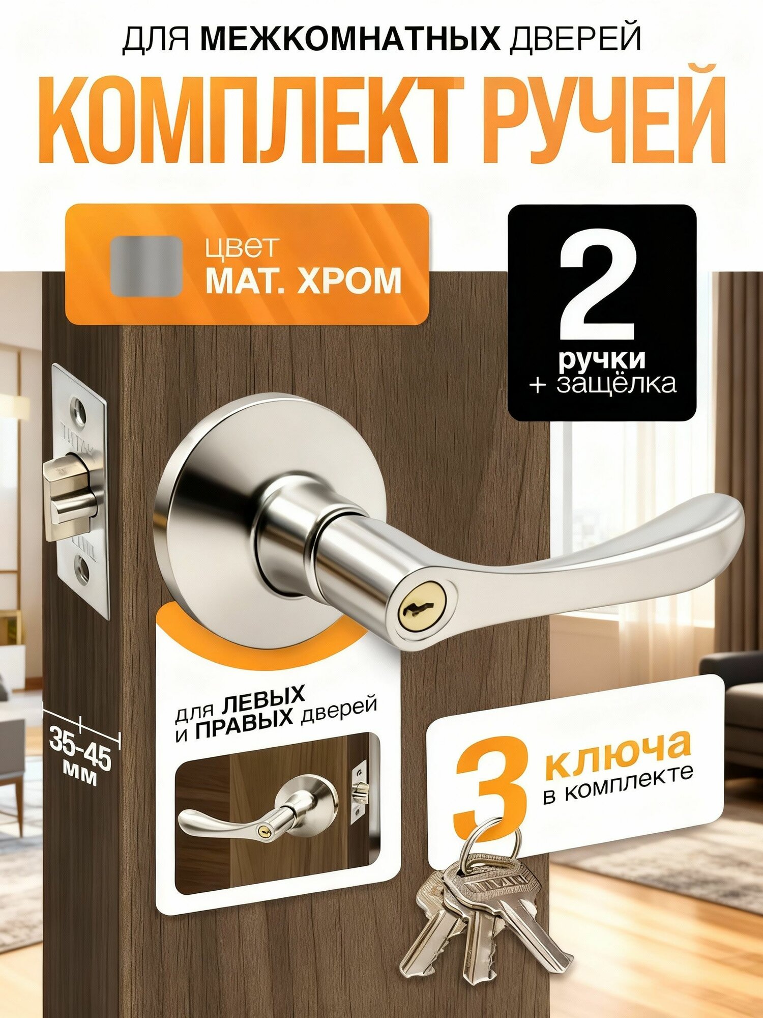 Дверная ручка для межкомнатных и входных дверей