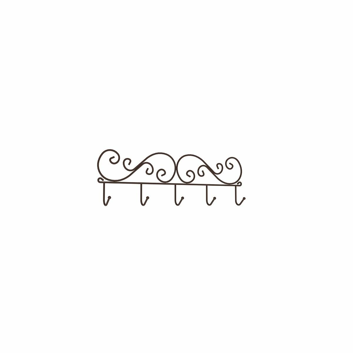 Настенная вешалка ЗМИ "Кружева 5", 5 крючков, 400х40х130 мм, коричневая