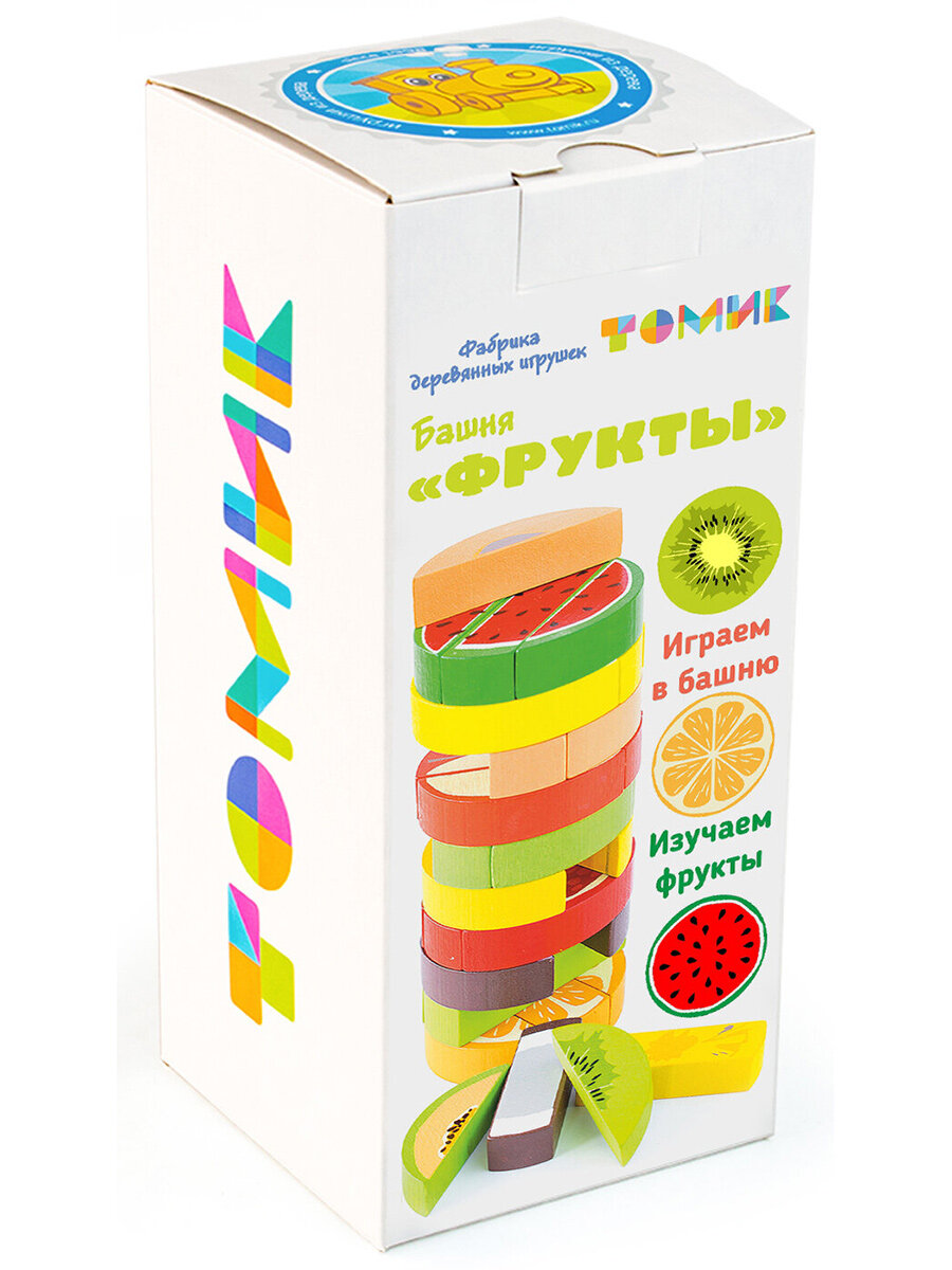Томик Логический игровой набор Башня Фрукты 30 деталей (дерево) 1-98 с 3 лет