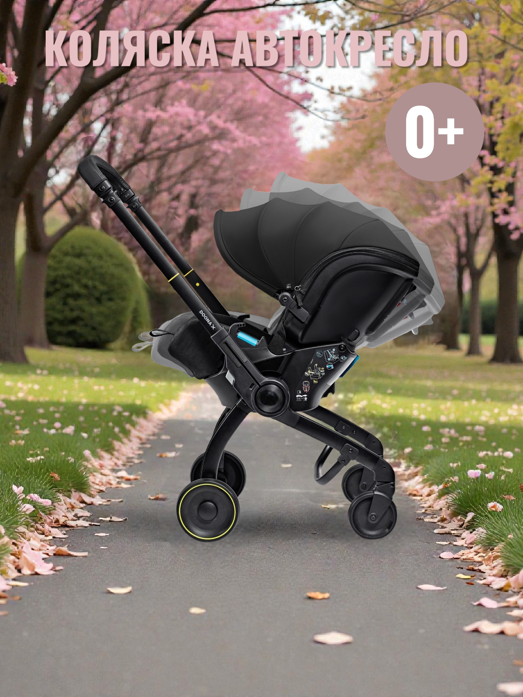 Коляска автокресло с рождения до 12 мес ROLLER Max, цвет Черный