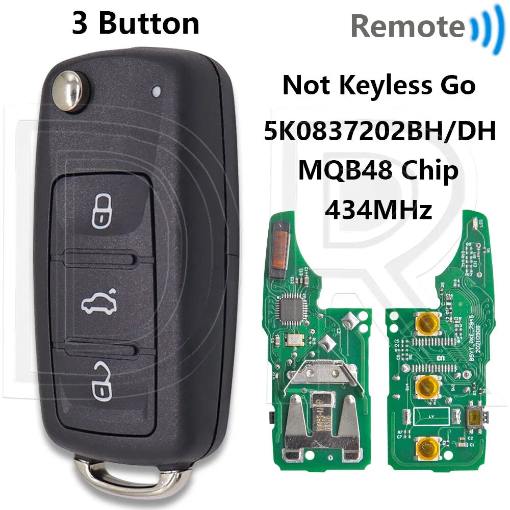 Отличный чип MQB48 315/434 МГц 5K 0837202 BN/BR/BH/DH/BP/BJ откидной автомобильный дистанционный ключ для VW Volkswagen Passat Jetta Beetle Caddy Multivan