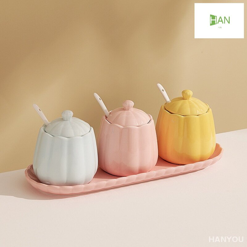 Эксклюзивный набор керамических баночек для специй Cream ins wind design sense в трех цветах