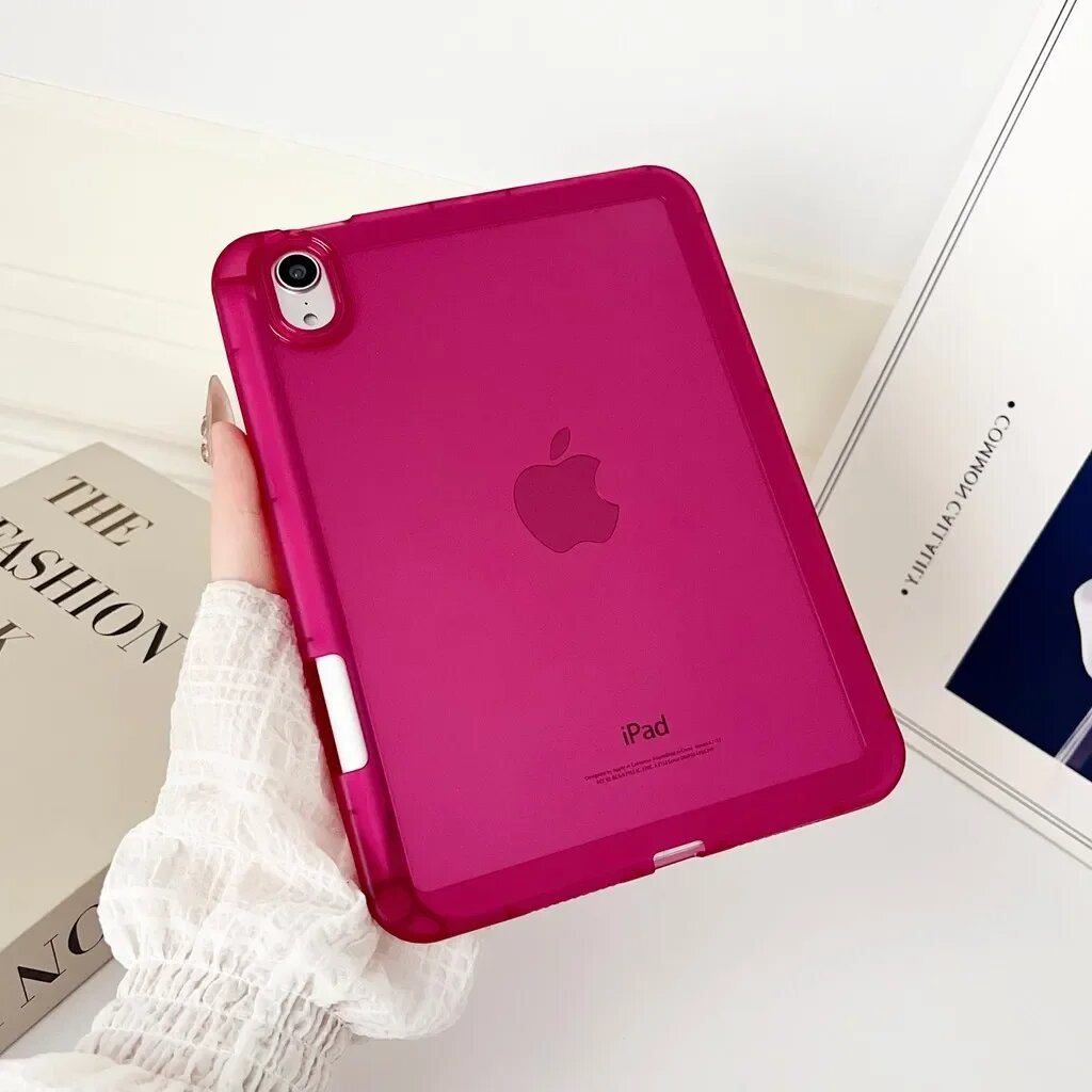 Прозрачный чехол для iPad Air M3 11 2025 из TPU iPad Air6 11 M2 2024, Pen Slot-Rose red