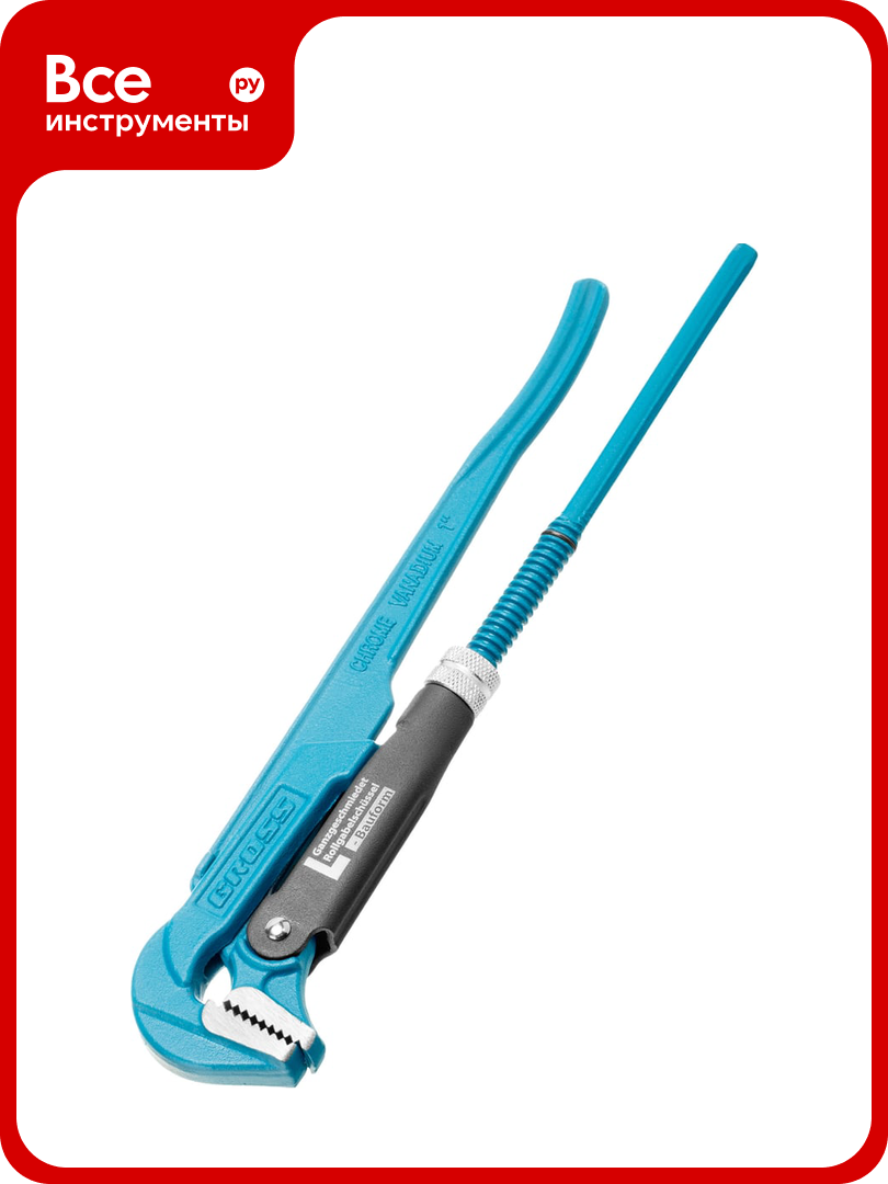 Ключ трубный рычажный GROSS №1, 1", цельнокованый, CrV, тип - "L"// 15601 усиленной конструкции