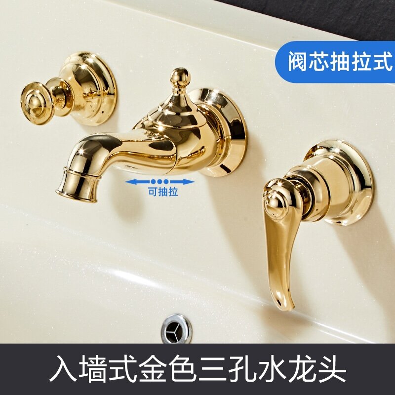 L7 Шкаф для ванной с умывальником в европейском стиле, золотой двойной умывальник, четырехкомпонентный набор, выдвижной разделенный комбинированный умывальник, смеситель на три-четыре отверстия