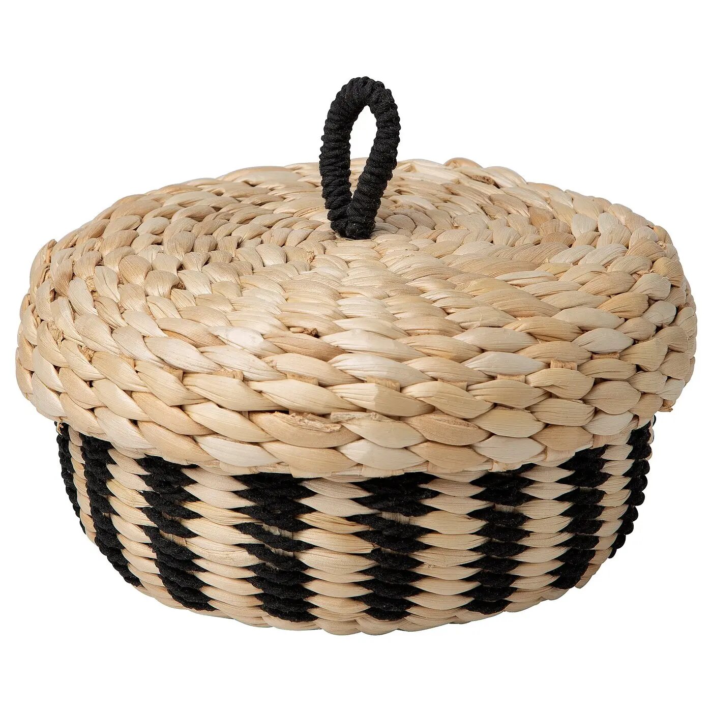 Коробка MÄVINN с крышкой, из бананового волокна/черная полосатая pattern