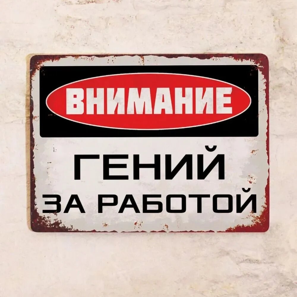 Прикольная табличка для офиса Убедитесь в наличии ресурсов, металл, 20х30 см.
