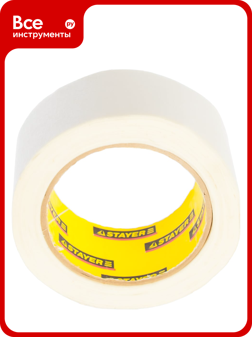 Лента малярная бумажная (48 мм; 40 м) Stayer 1211-50, белый цвет, каучуковый клей, подходит для малярных работ