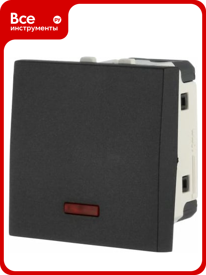 1-клавишный выключатель LK Studio с индикатором 45x45 (сх.1L) 16 A. 250 B черный бархат LK45 850908-1