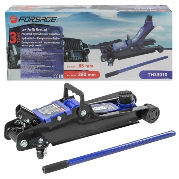 Домкрат подкатной гидравлический 3т низкопрофильный (h min 85мм, h max 380мм) Forsage