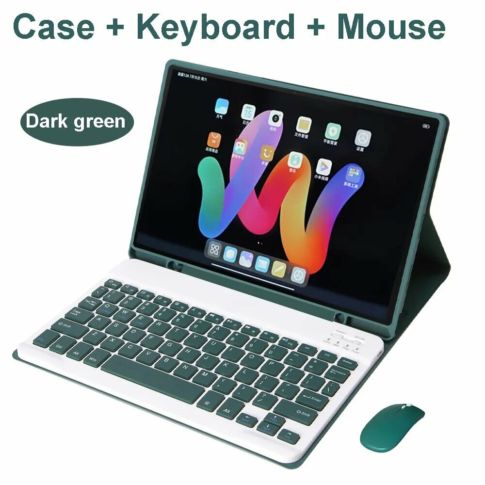 Чехол для планшета Xiaomi Redmi Pad SE 11 дюймов со съемной русской клавиатурой и мышью Bluetooth.