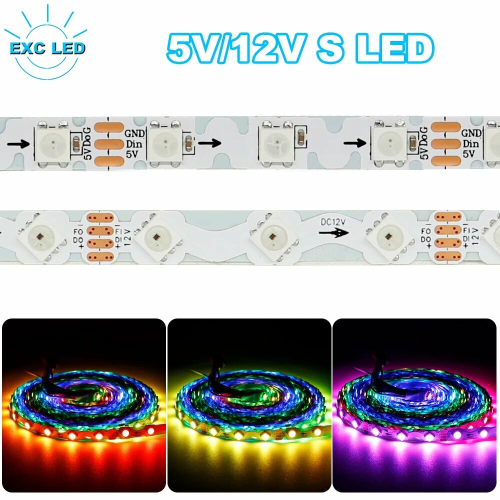 LOAMLIN RGB светодиодная лента WS2812B/WS2815 60 светодиодов/м 8 мм 12V WS2815, 5м