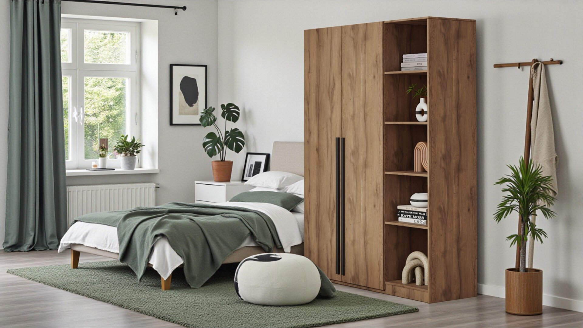 Распашной двухсекционный шкаф Лорена Пакс-2.1 со стеллажом Дуб Табачный U1147 NOW 120x50x210 см, коричневый Фиеста