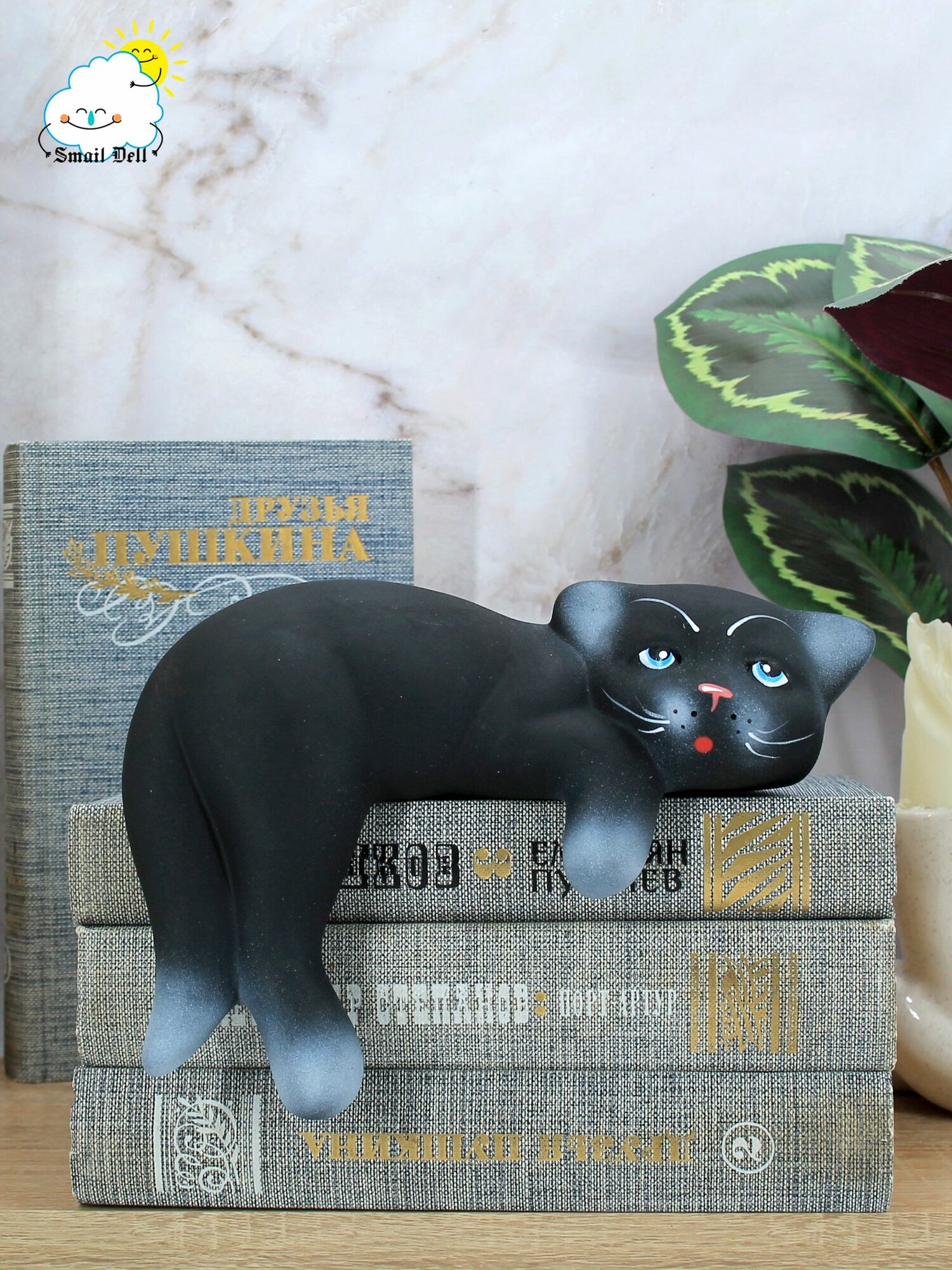 Статуэтка , свисающая фигурка Кот Сеня , 18 см , керамика , цвет чёрный