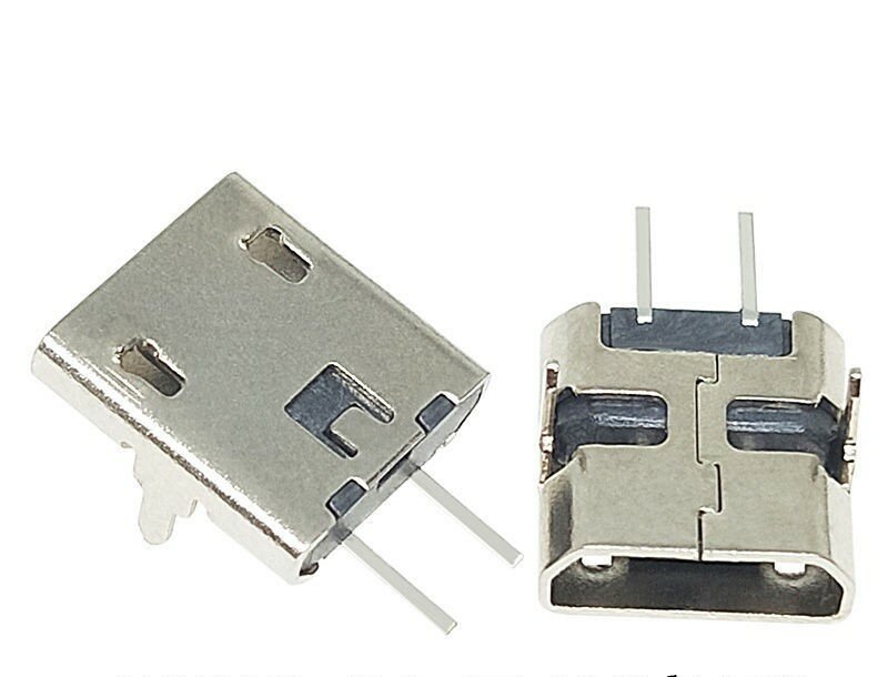 Разъем Micro-USB B, 2-pin, прямой (180°), DIP-выводы, 5шт