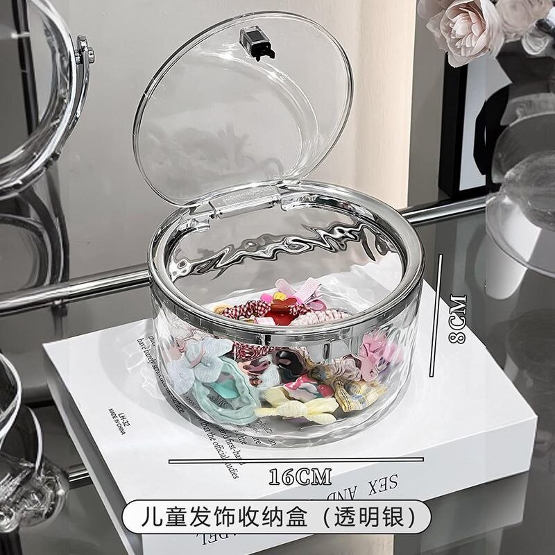 Детская коробка для хранения с водяными волнами, настольная корзина для хранения заколок для девочек, резинки для волос, заколки, эластичные ленты, прозрачная коробка для хранения аксессуаров для волос