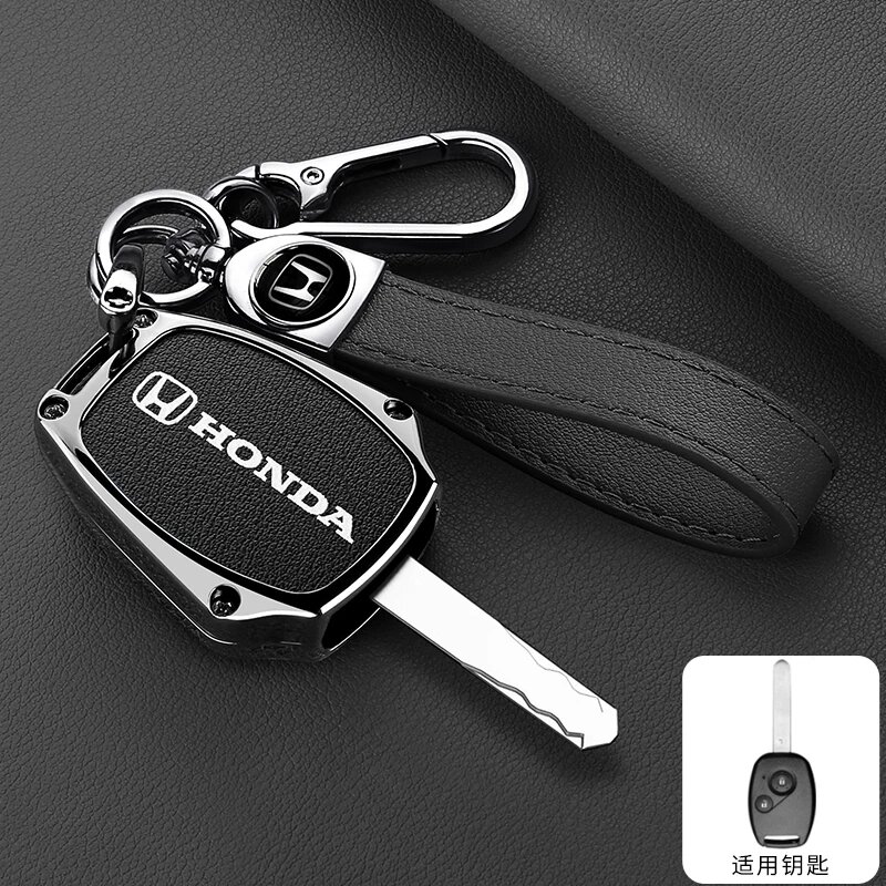 Кожаный чехол для автомобильного ключа из цинкового сплава для Honda CR-V Civic 02-black ring