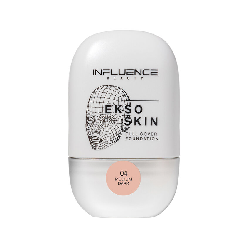 Основа тональная для лица INFLUENCE BEAUTY EKSO SKIN с высокой степенью покрытия тон 04 Medium dark