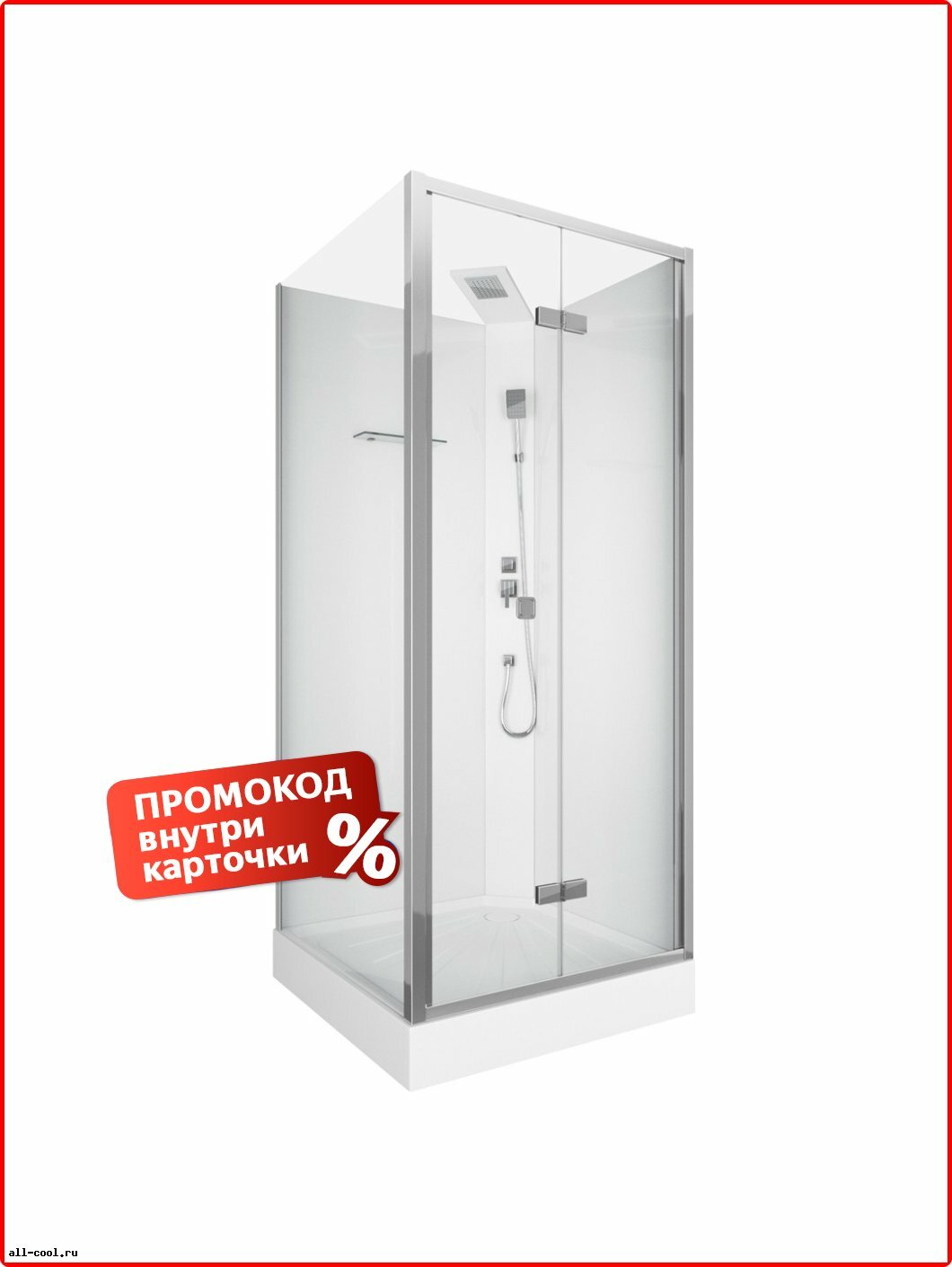 Душевая кабина Ceruttispa Cosima 90x90 низкий поддон, квадратная, серебристый