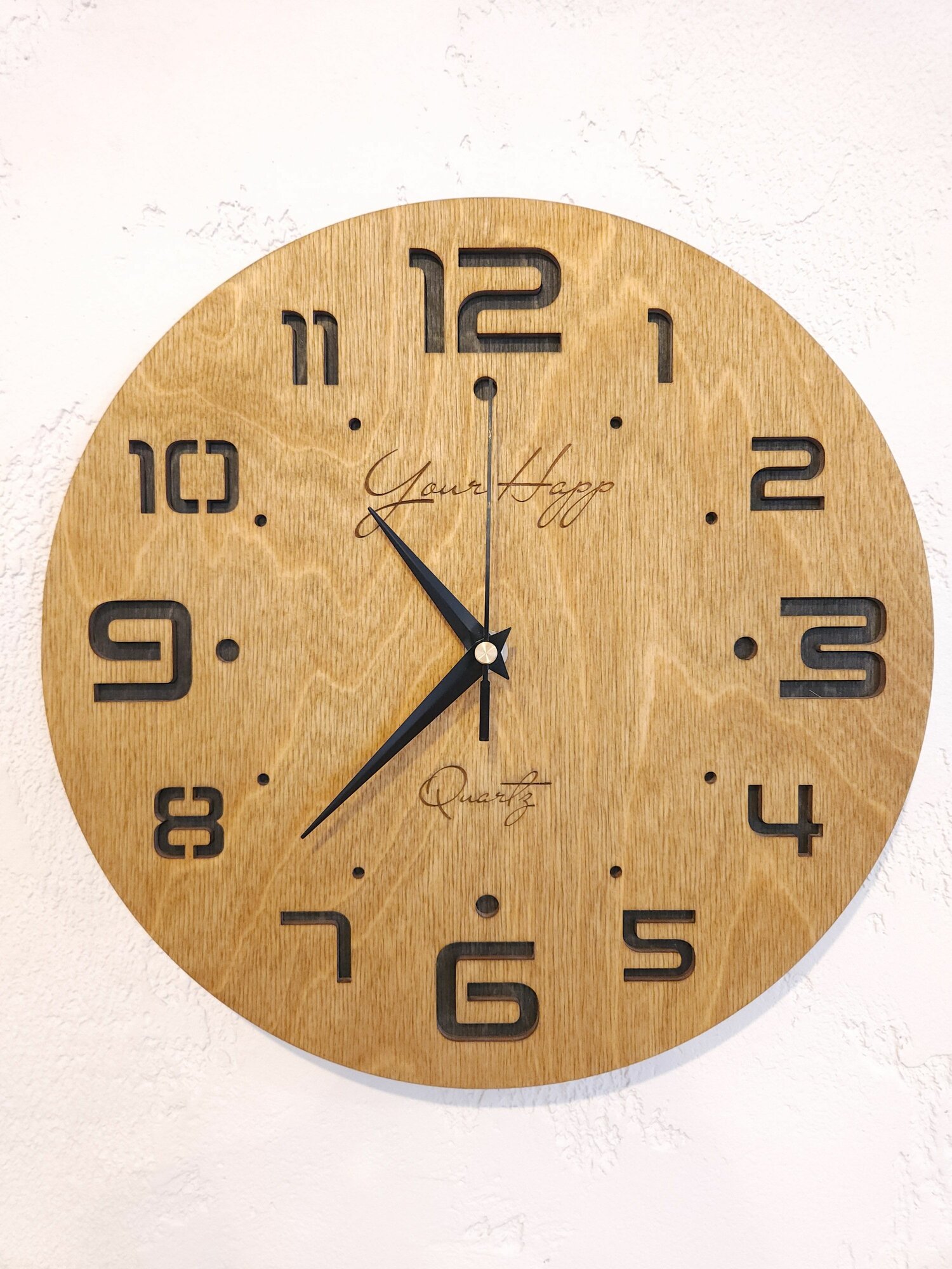 Часы Бесшумные часы настенные, 29 см, Happy Time Watch, цвет Орех, интерьерные, большие, деревянные, на кухню