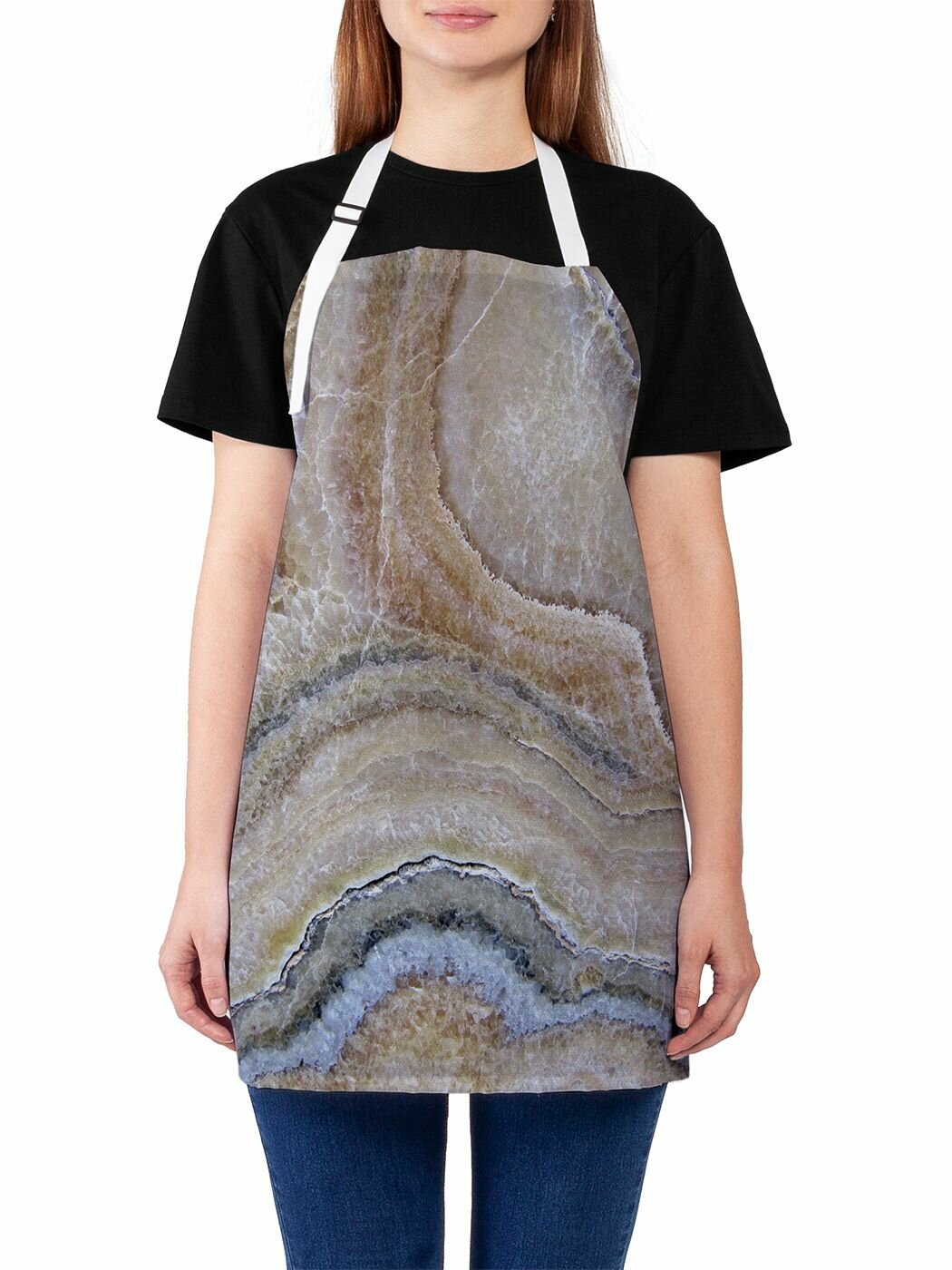 Фартук кухонный тканевый "Камень оникс" 65х65х28 см, JoyArty