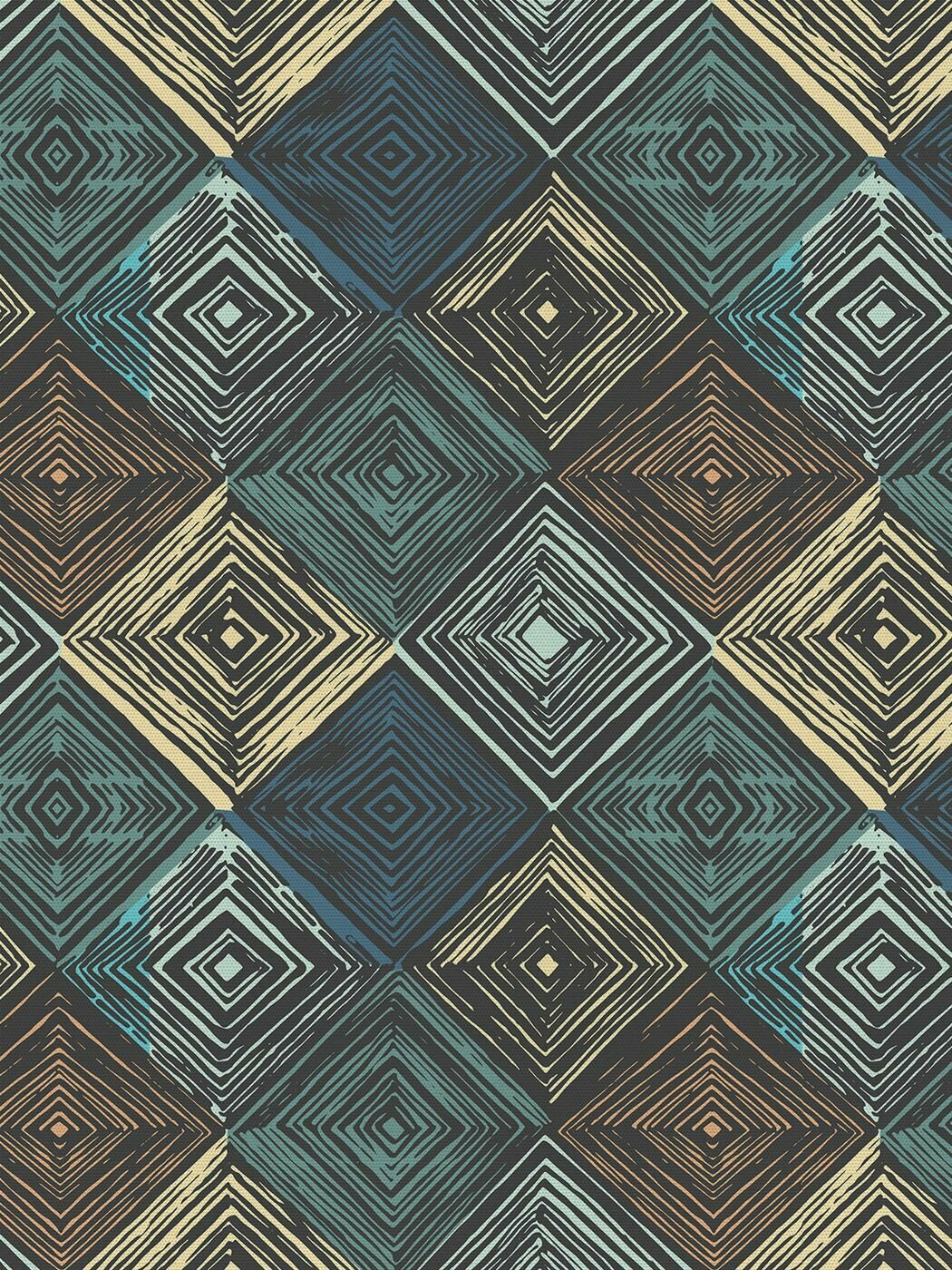 Отрезная ткань для мебели Ambesonne "Африканские ромбы" метражом для рукоделия и шитья, оксфорд, 155 см