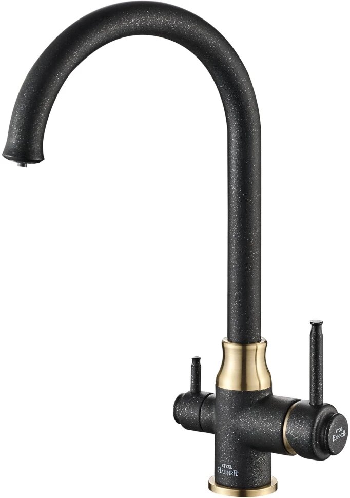 Смеситель для кухни Zorg SH 763 BLACK BR с подключением к фильтру, бронза/черный