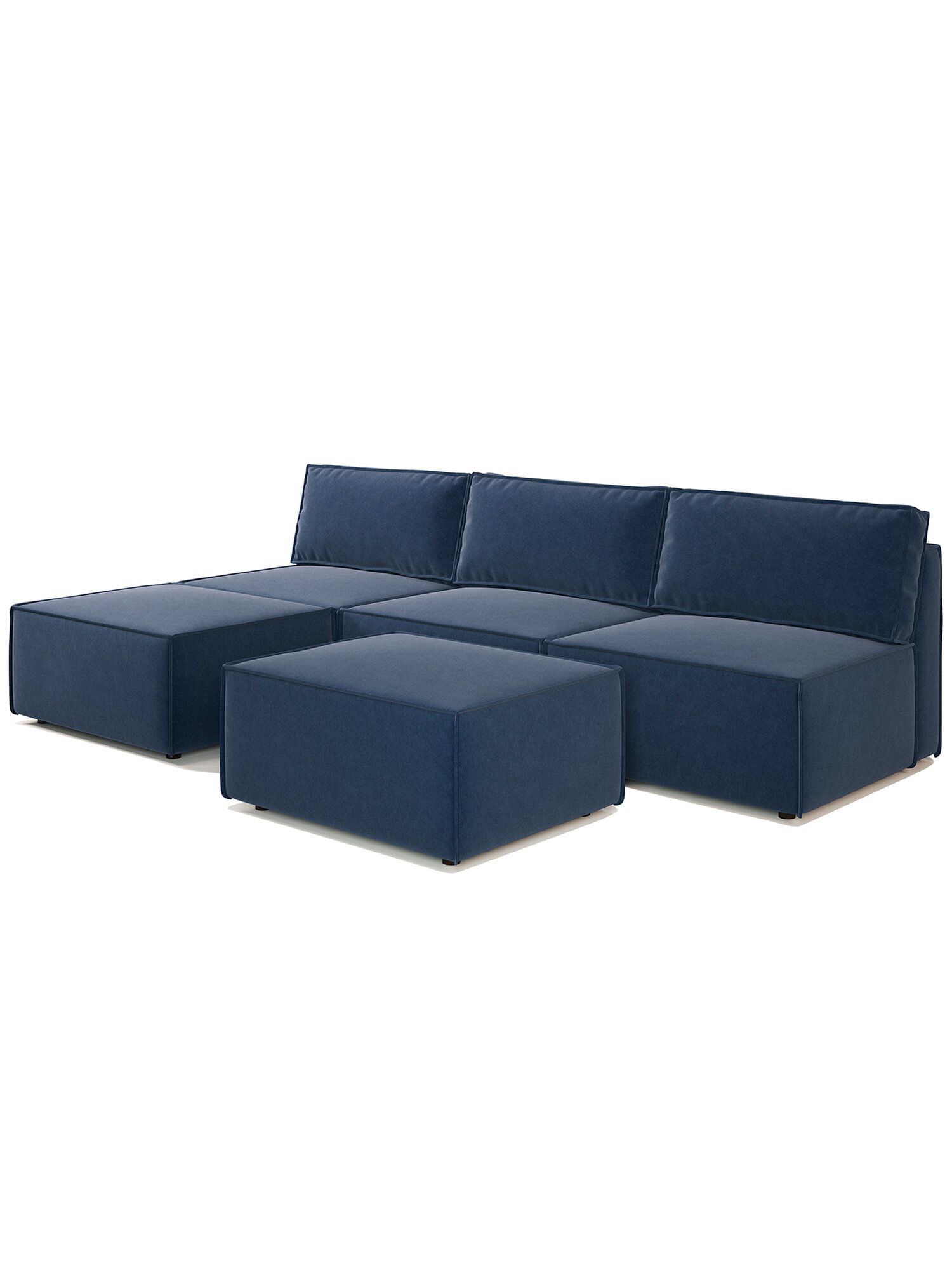 Угловой диван модульный Гамма 285х170х70 см, левый велюр Ультра миднайт