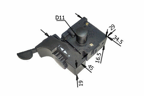 Выключатель дрели (китай) dwt реверс загн. вверх 6а