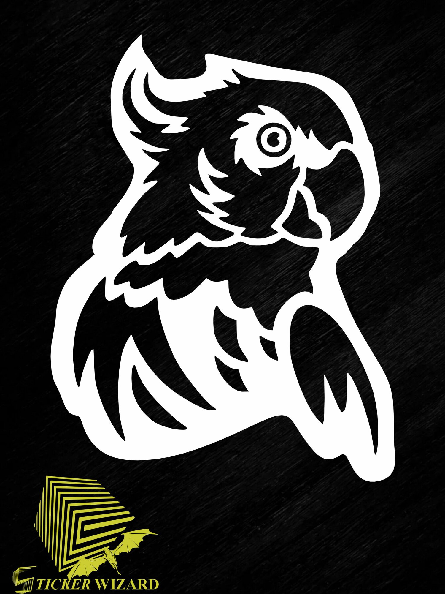 Наклейка виниловая на прозрачной основе (белая) "узор Попугай"