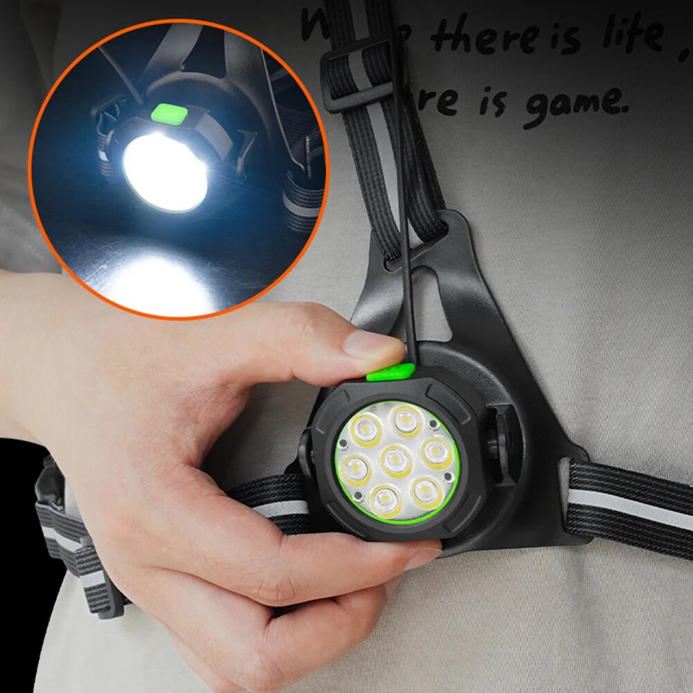 Светодиодный ночной ходовой фонарь, перезаряжаемый через USB, ультра яркий защитный фонарь, 3 режима, легкий нагрудный ходовой фонарь для кемпинга, пешего туризма, бега