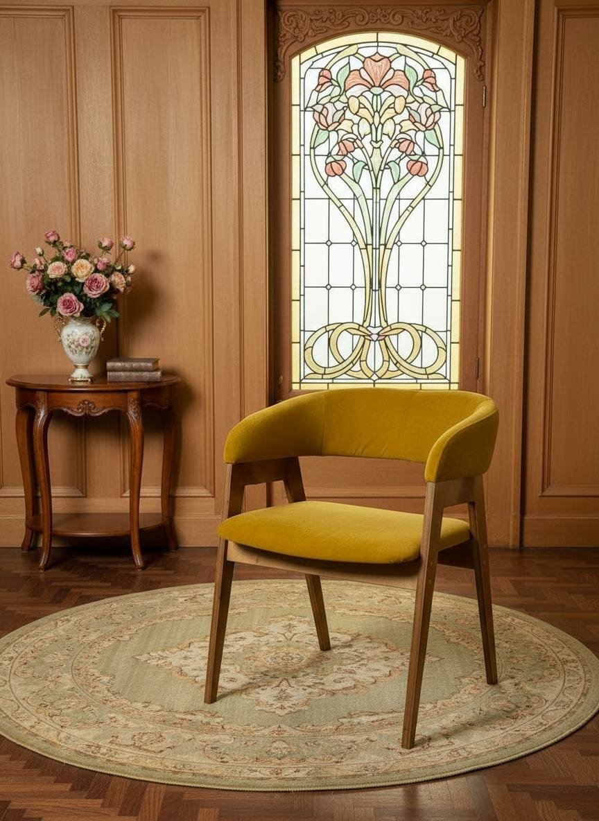 Стул на кухню "Купер Ultra Mustard" велюр, цвет горчица, мягкая спинка, подлокотники