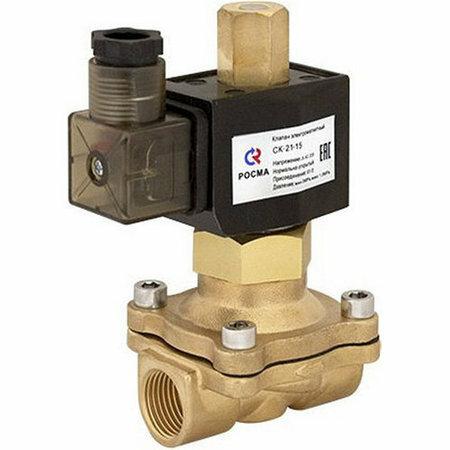 Клапан электромагнитный Росма СК-22 Ду25 Ру7 латунный, муфтовый, нормально-открытый, с катушкой 24В
