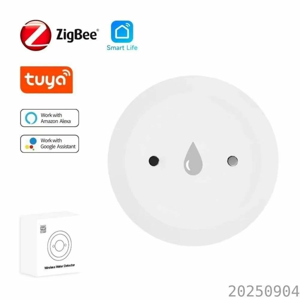 Эксклюзивный датчик протечки воды Tuya Zigbee с оповещением в Smart Life, поддерживающий удаленный мониторинг и интеграцию через систему Zigbee2mqtt