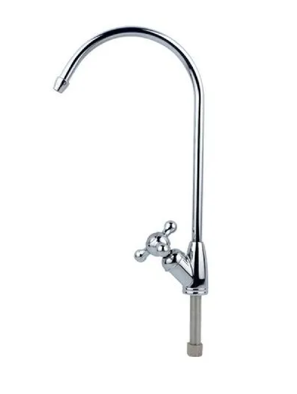 Кран для фильтра под мойку №5 для чистой воды, ручка барашек, серебристый