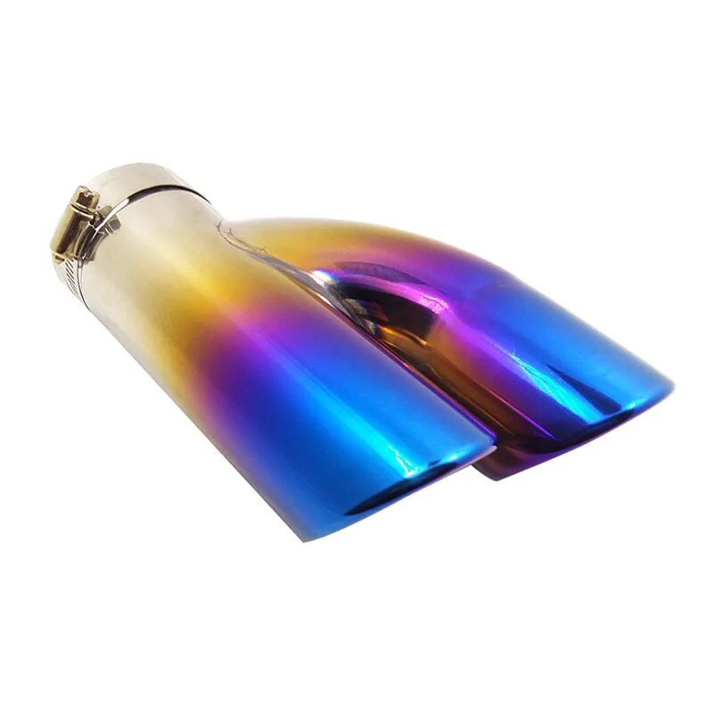60 мм 1–2 двойные выхлопные трубы, хромированный автомобильный глушитель, наконечник трубы One piece
