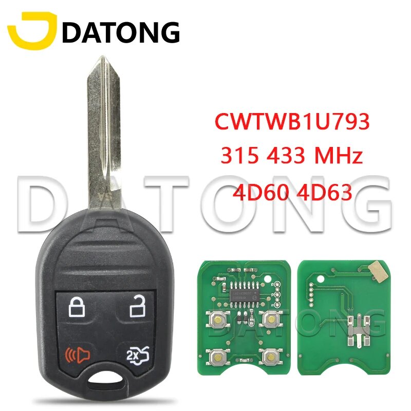 Datong World Автоключ 315/433 МГц 4D60/4D63 для Ford