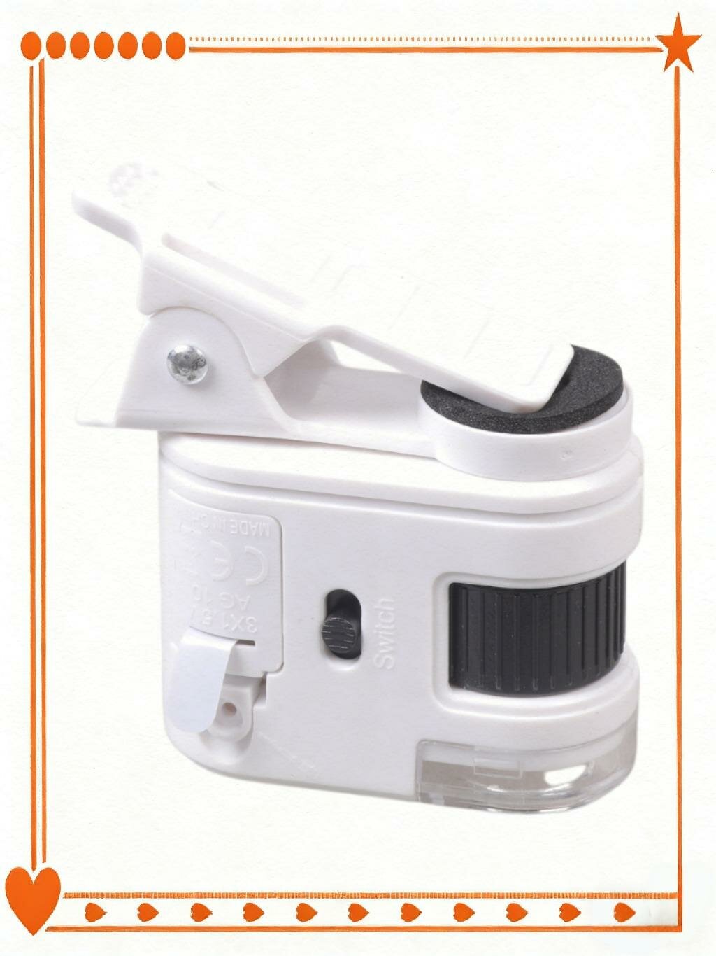 Карманный микроскоп со светодиодной подсветкой, W5800B с зажимом