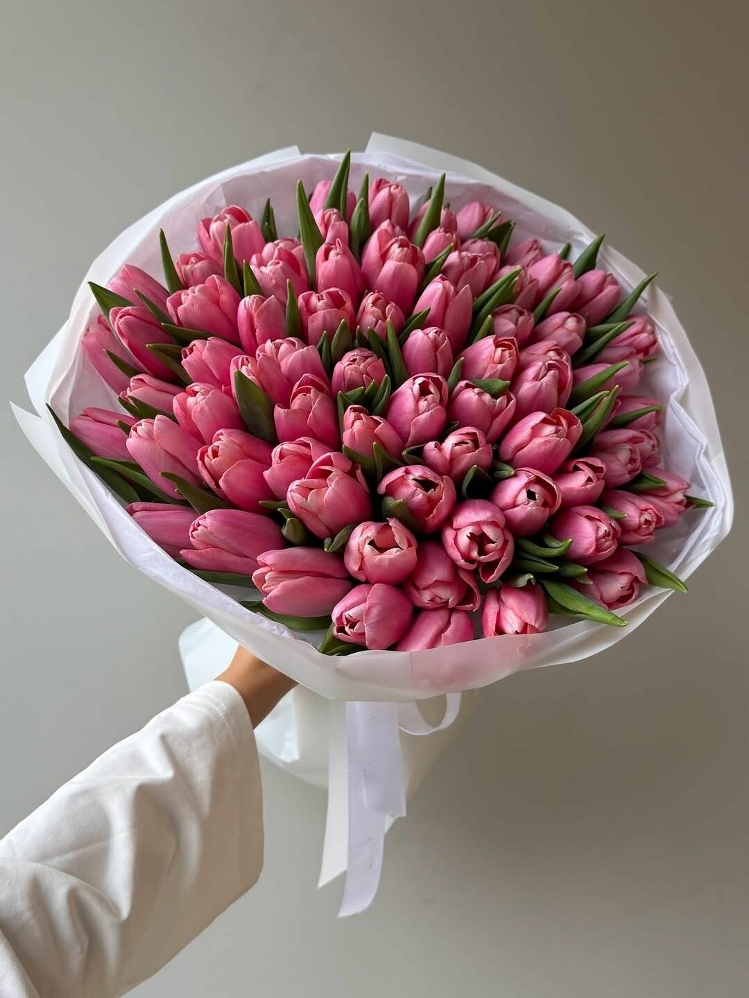 Букет из 51 розового тюльпана