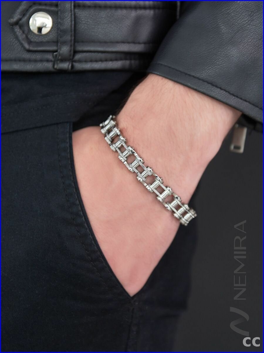 Браслет велосипедная цепь / Мужские браслеты на руку из нержавеющей стали / Велоцепь, мотоцепь в байкерском стиле