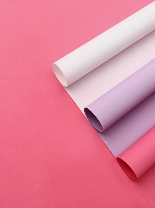 Набор бумаги упаковочная крафт, двухсторонняя, "Нежность", для упаковки подарков, 6 цветов, 50х68