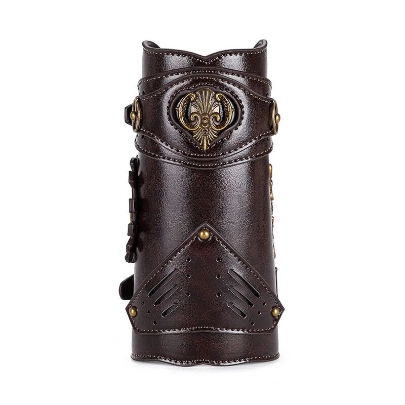 Защита запястья Steampunk Brown Leather Wrist Armor Watch Band — фото 1