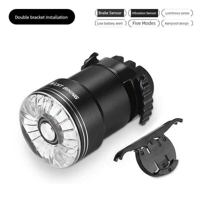 Двойное крепление изогнутая конструкция USB-зарядка задний велосипедный фонарь, компактный и легкий, 7 режимов, высокая