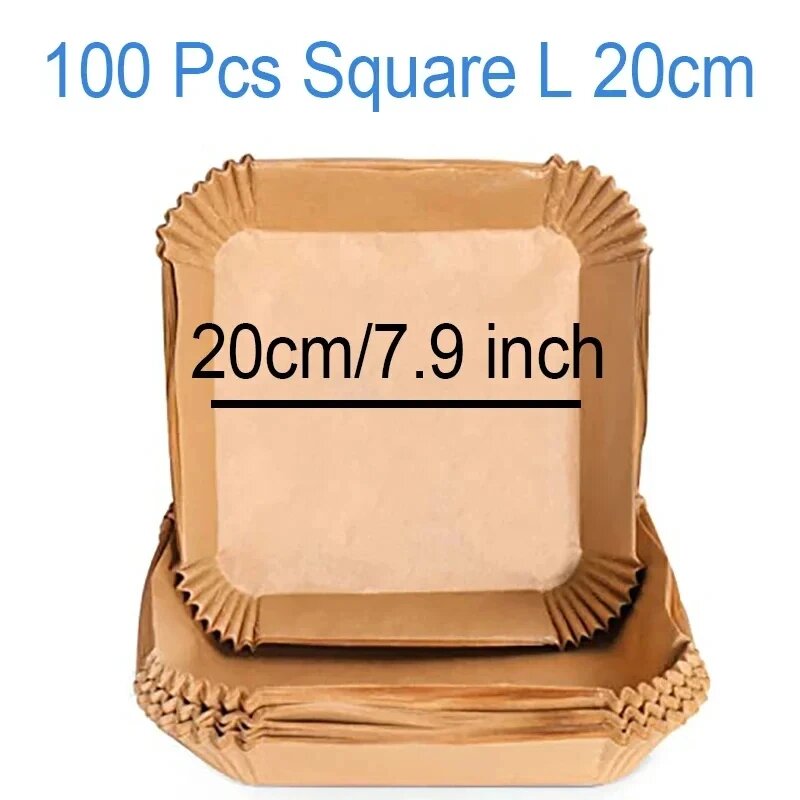 Одноразовые бумажные вкладыши для аэрофритюрницы 100Pcs Square L7.9in